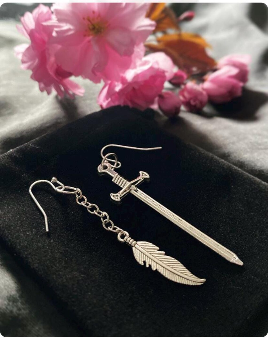 Sword and Feather Silver Plated Earrings - Etsy