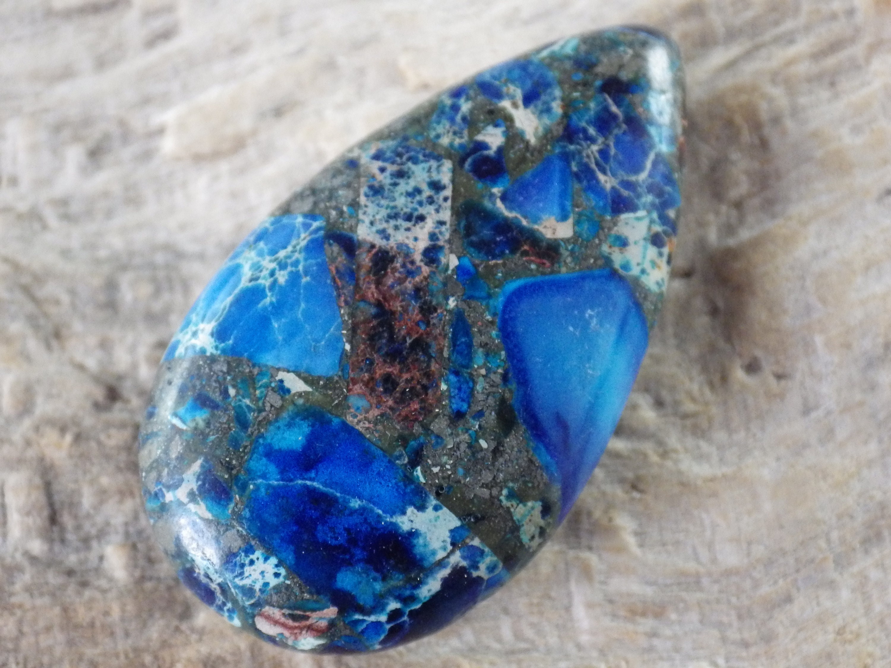 Blue Jasper Gemstone Pendant 28x17mm Horizontally Drilled | Etsy