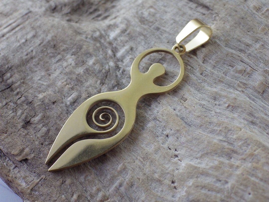 Gold Pagan Fertility Goddess Charm Pendant, 45x12mm Celtic Wiccan ...
