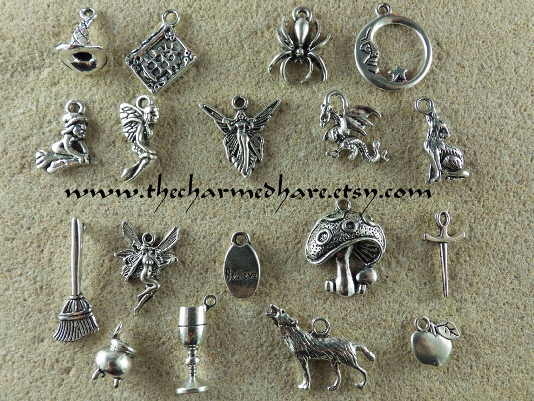 18 X Fairy Tale & Fantasy Mixed 3D Charms Set, Silver Pendants, Bulk ...