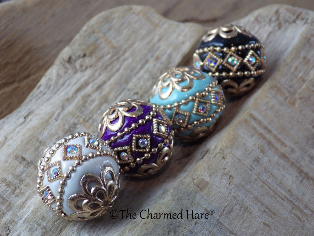 Large Handmade Clay Bead 20x20mm, Patterned Ornate Focal Bead With ...