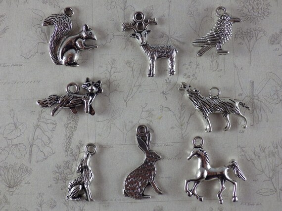 8 X Spirit Animal Charms Pendants 3D Silver Pagan Charms | Etsy UK