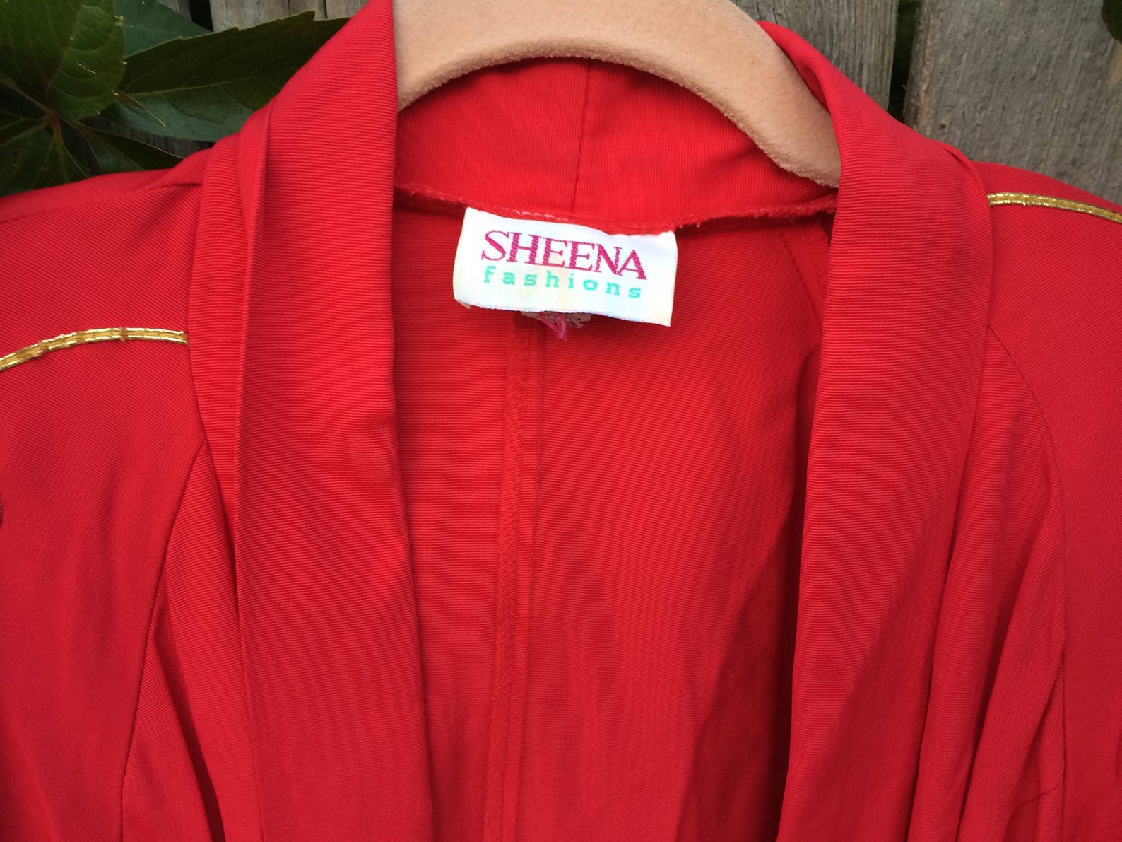 Red Cocktail Jacket, 80's Finery, Gold Trim, Long Swing Style Size 14/ ...