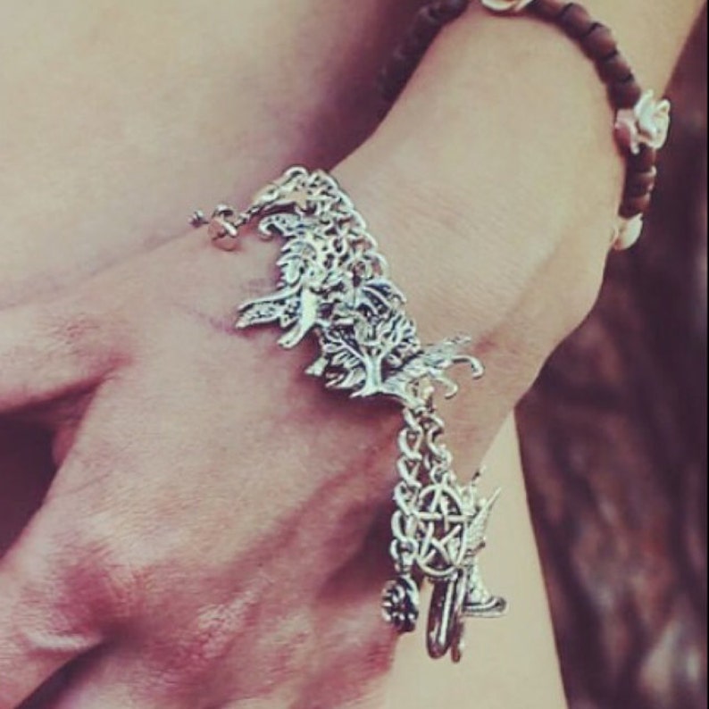 Pagan Wiccan Witch's Charm Bracelet Loaded Silver Plated - Etsy
