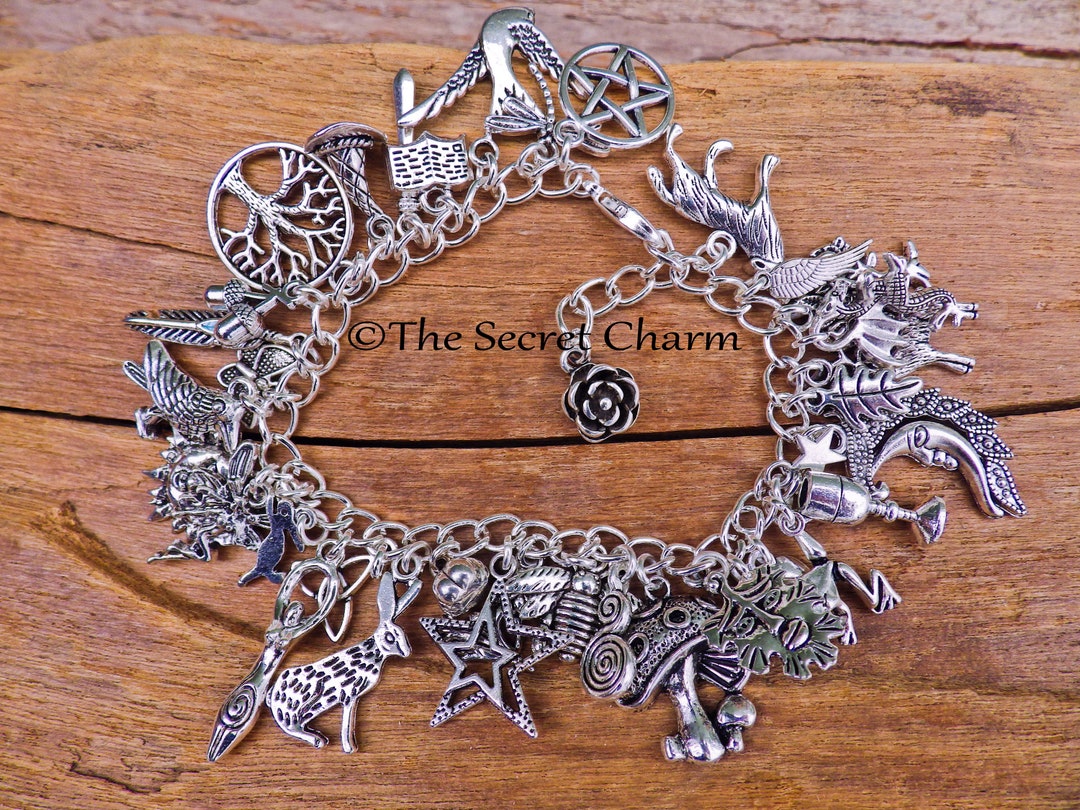 Pagan Wiccan Witch's Charm Bracelet, Loaded Bracelet, Goddess ...
