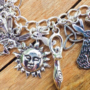 Pagan Wiccan Witch's Charm Bracelet, Loaded Bracelet, Goddess ...
