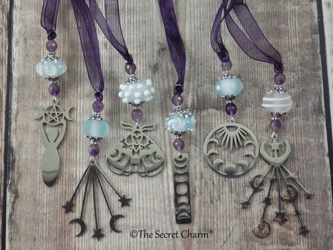 Pagan Protection Amulet Pendant Necklace With Amethyst, OOAK Handmade ...