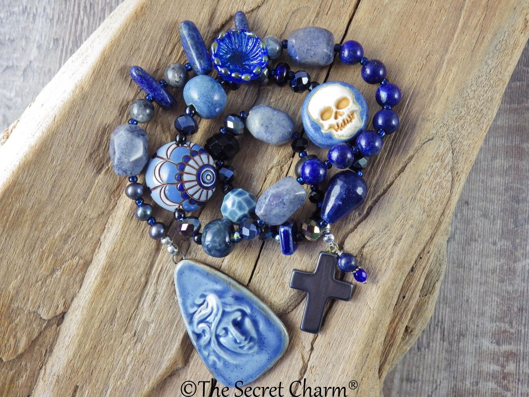 Hecate Prayer Beads, OOAK Pagan Rosary With Cross, Handmade Witches ...