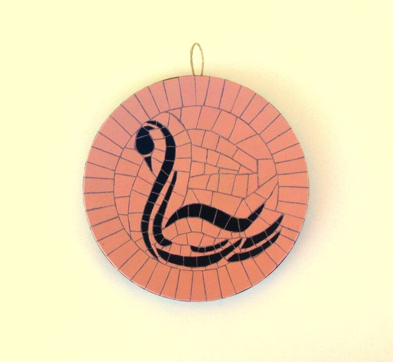 Round Mosaic Wall Hanging With Abstract Swan Pattern - Etsy