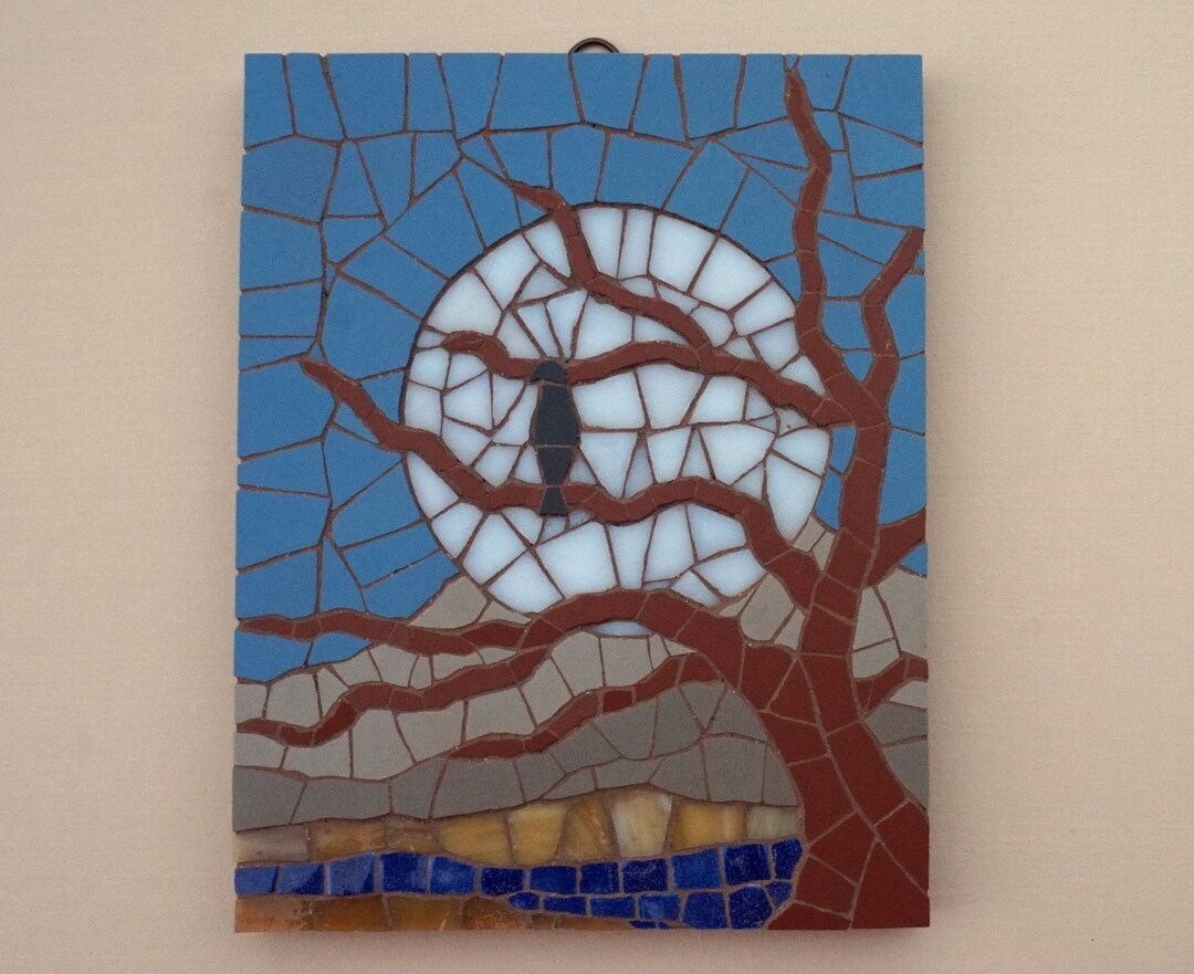 Luminous Night Sky Full Moon Mosaic Wall Art - Etsy
