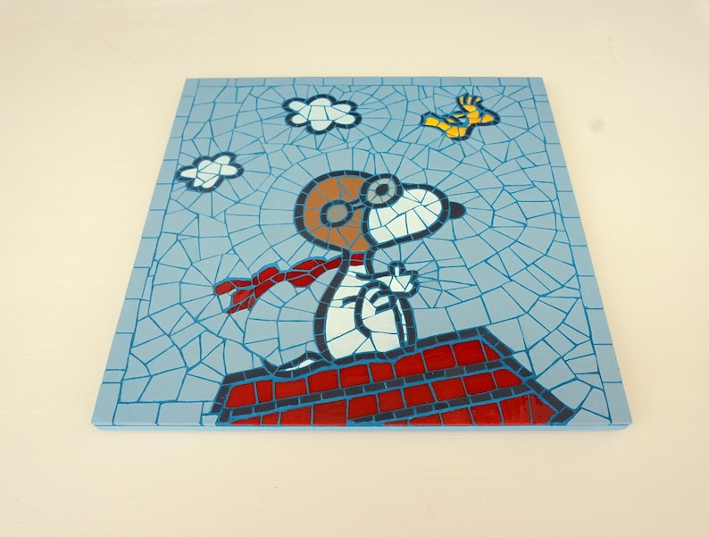 Flying Snoopy Blue Skies Wall Mosaic Art - Etsy
