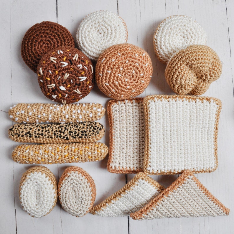 Crochet Bread Set 12 Pcs Toast Croutons Baguette Bakery - Etsy
