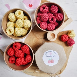 Crochet Red Raspberries 5 Pieces, Crochet Fruits, Crochet Food ...