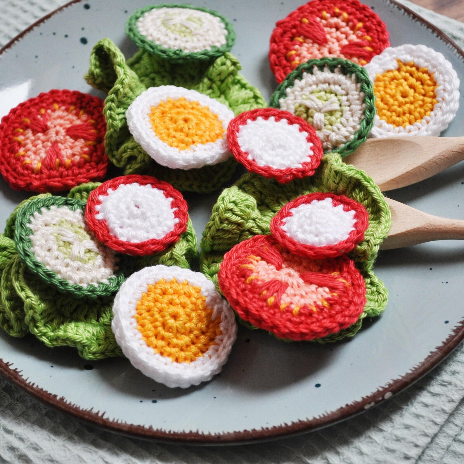 Crochet salad with egg big set 15 pieces dinner lunch | Etsy