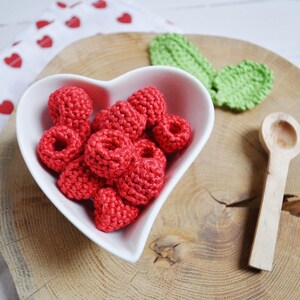 Crochet Red Raspberries 5 Pieces, Crochet Fruits, Crochet Food ...