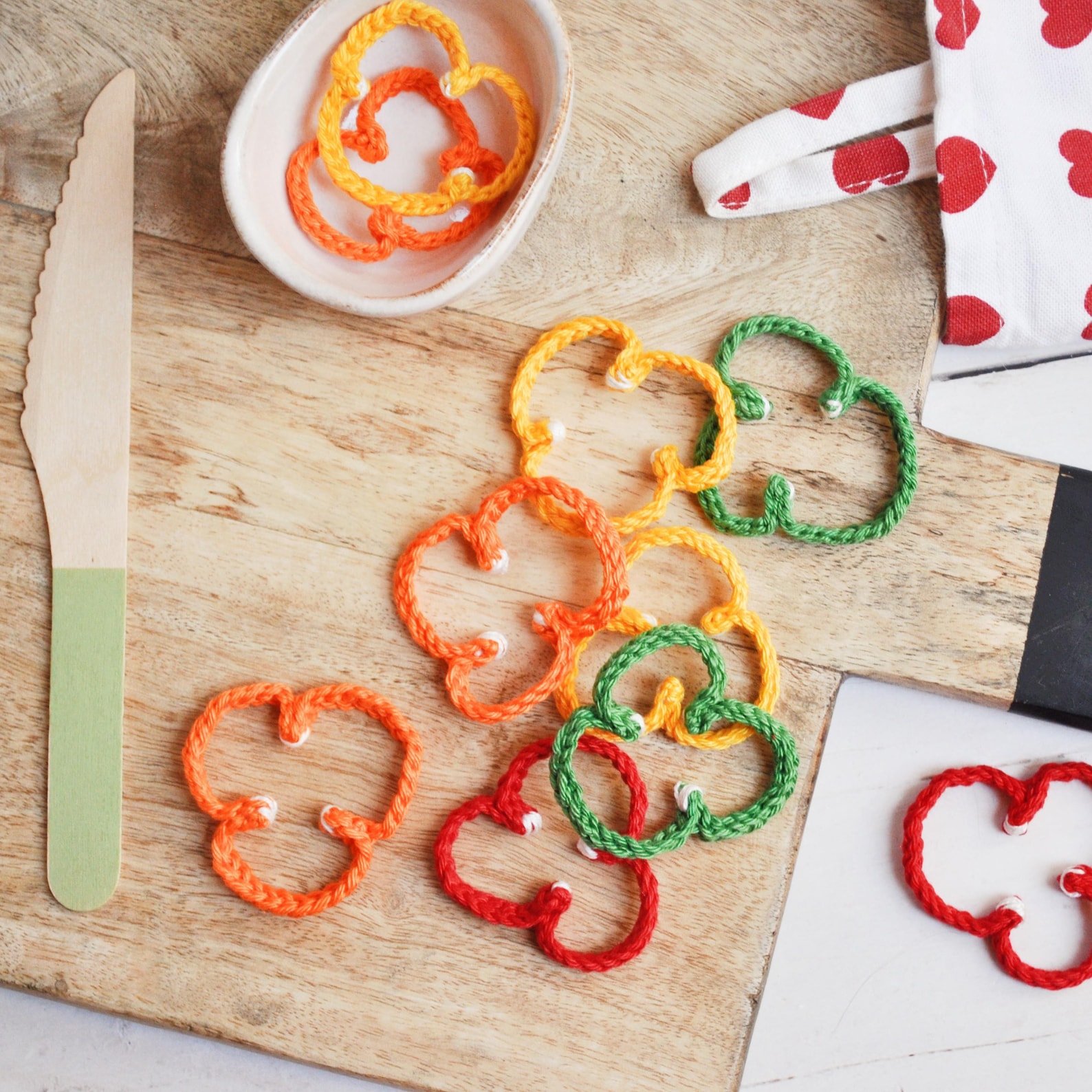 Crochet Peppers Slice Red Green Orange and Yellow - Etsy