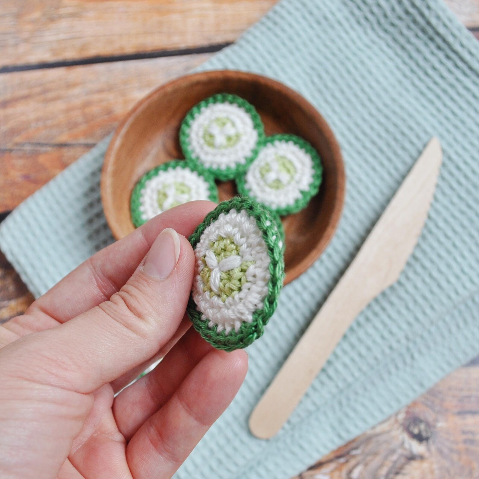 Crochet Cucumber Slice Dinner Lunch Montessori Amigurumi | Etsy