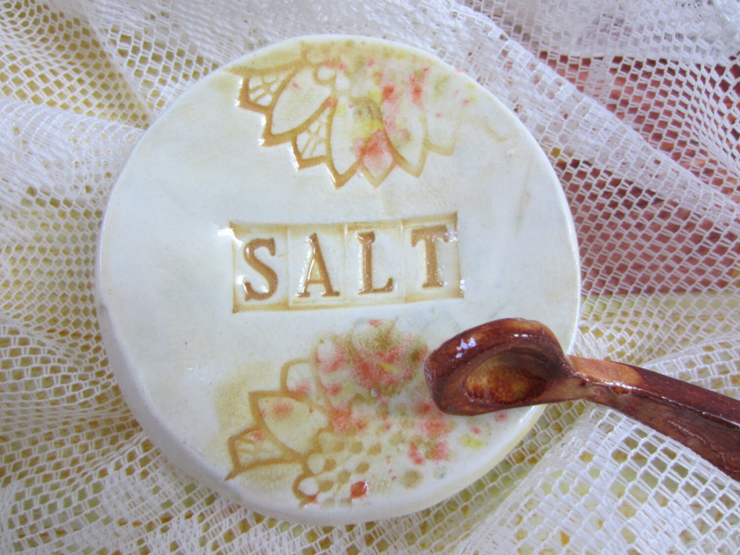 Open Salt Ceramic Bowl and Spoon - Etsy