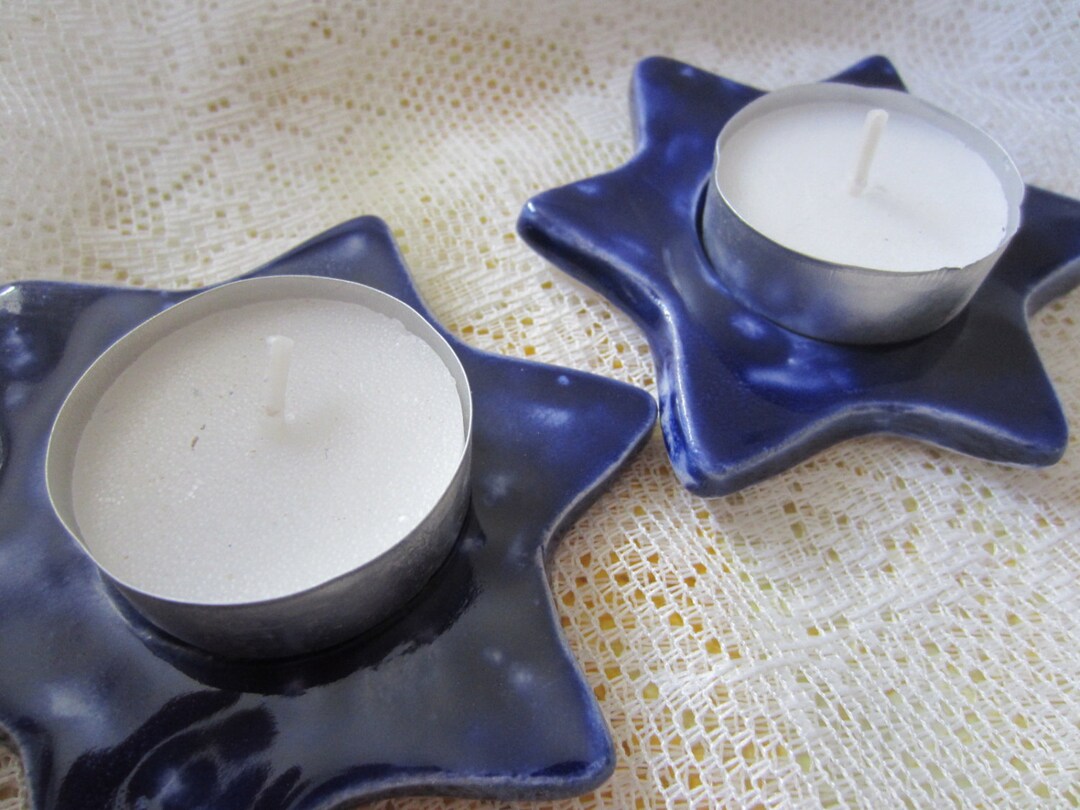 Bright Blue Jewish Star Tea Light Candle Holders - Etsy