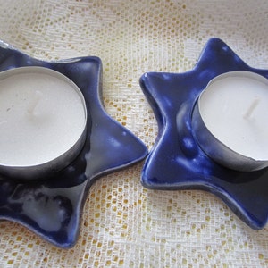 Bright Blue Jewish Star Tea Light Candle Holders - Etsy