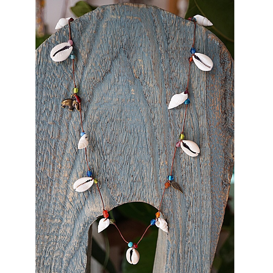 Summer Beach Cowrie Shell Necklace: Boho Hippie Jewelry Gift for Women ...