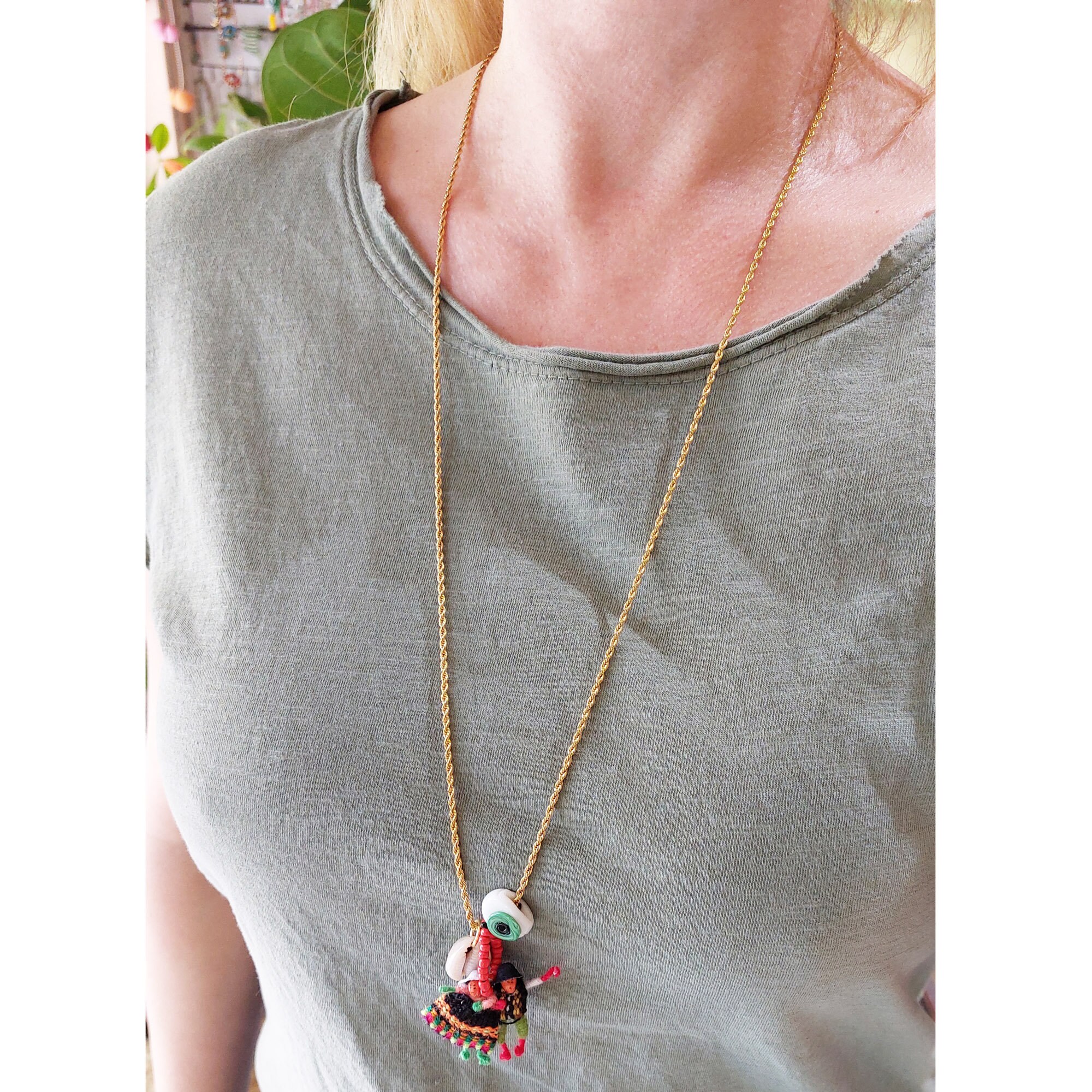 Worry Doll Chain Necklace, Unique Necklace for Women, Birthday Gift - Etsy