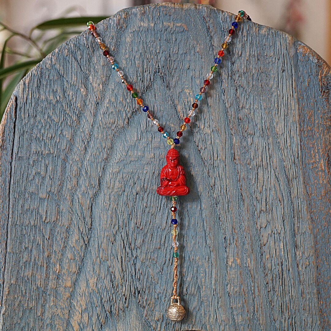 Bohemian Buddha Pendant Necklace Rosary Style Buddha Necklace Handmade ...