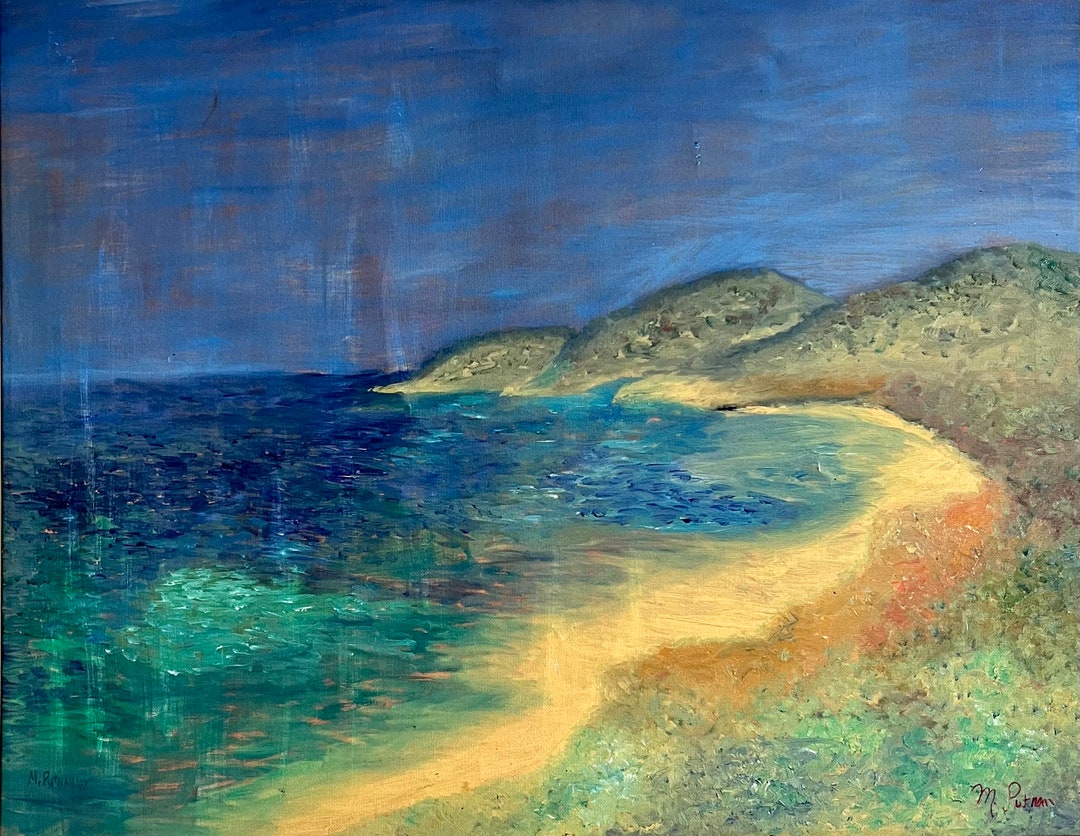 Vintage Original Oil Painting of Cape Cod Shore and Dunes | Naïve Art ...