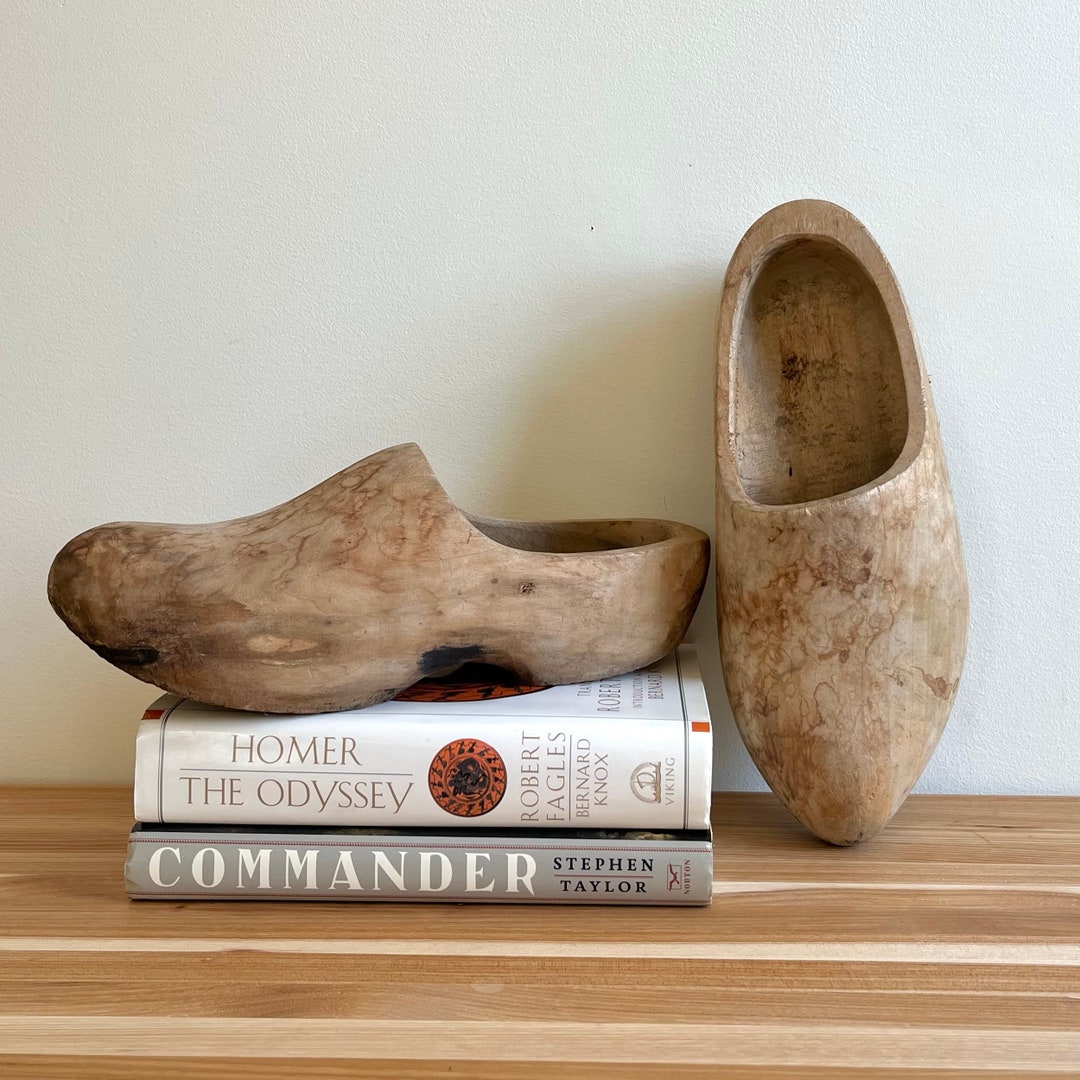 Pair of Vintage Dutch Wooden Shoes Farm Clogs Authentic Hand Carved ...