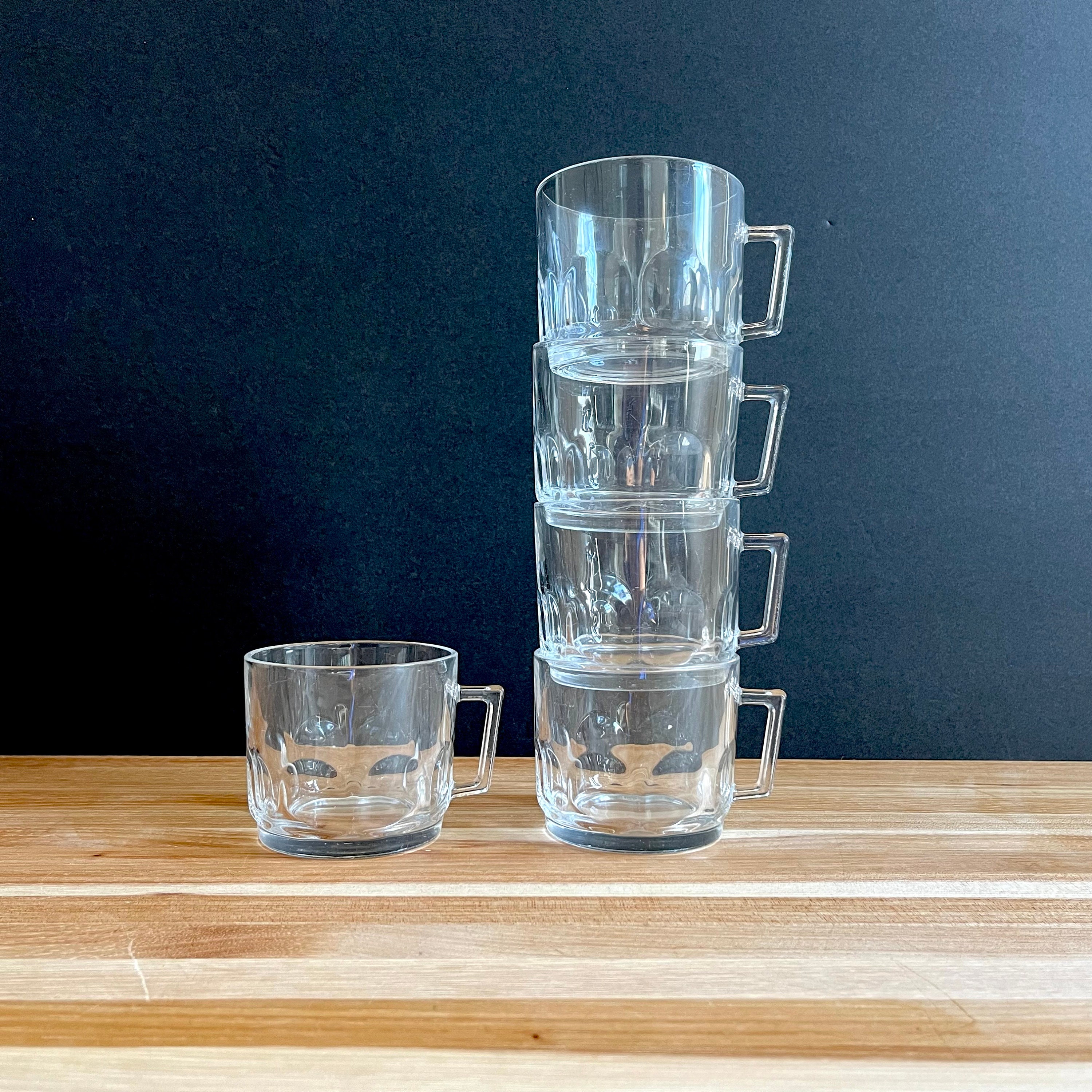 Set of 5 Arcoroc Glass Coffee Mugs by Arcoroc, Made in France | 70s ...