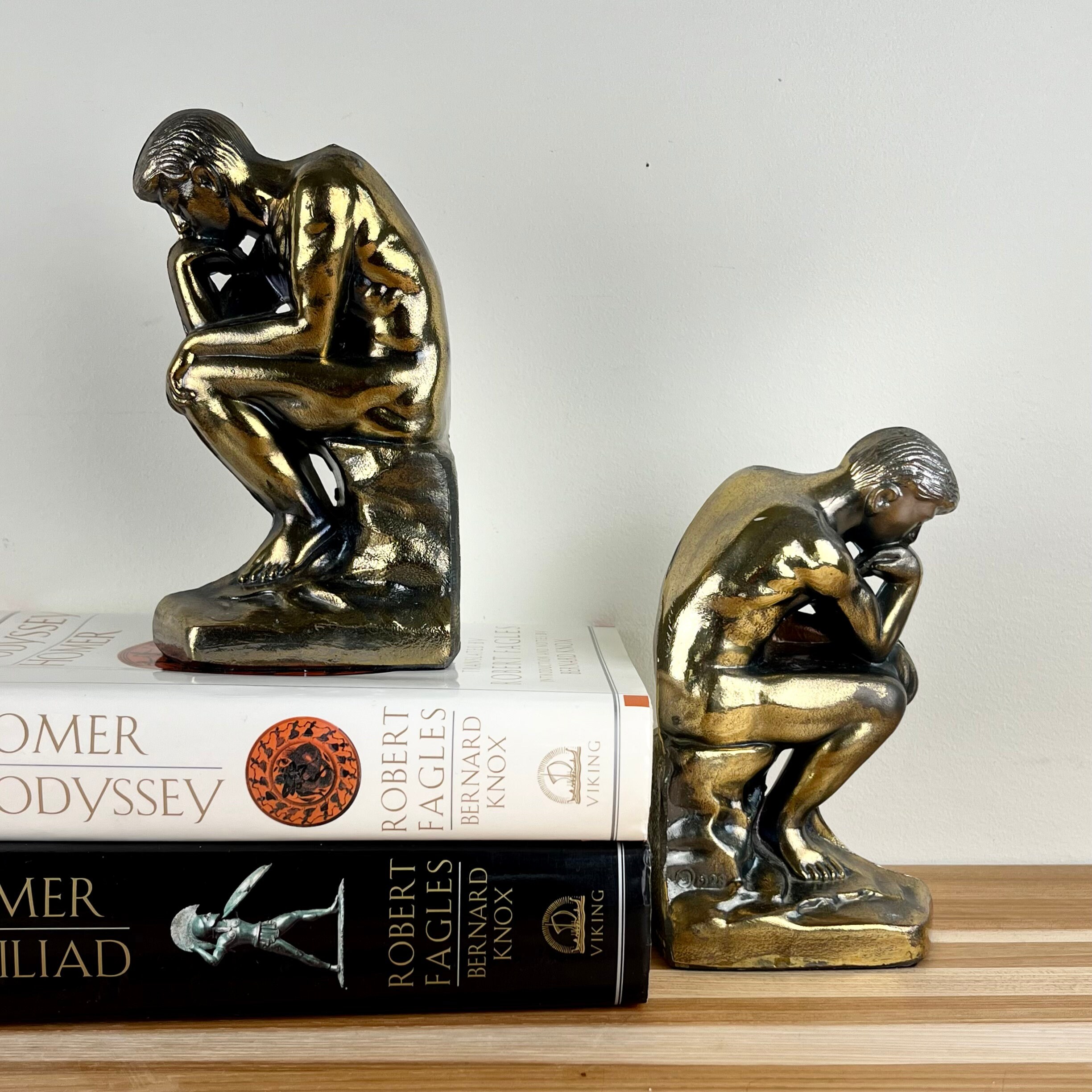 The Thinker Bookends Auguste Rodin Pair of Brass / Gold Finish Cast ...