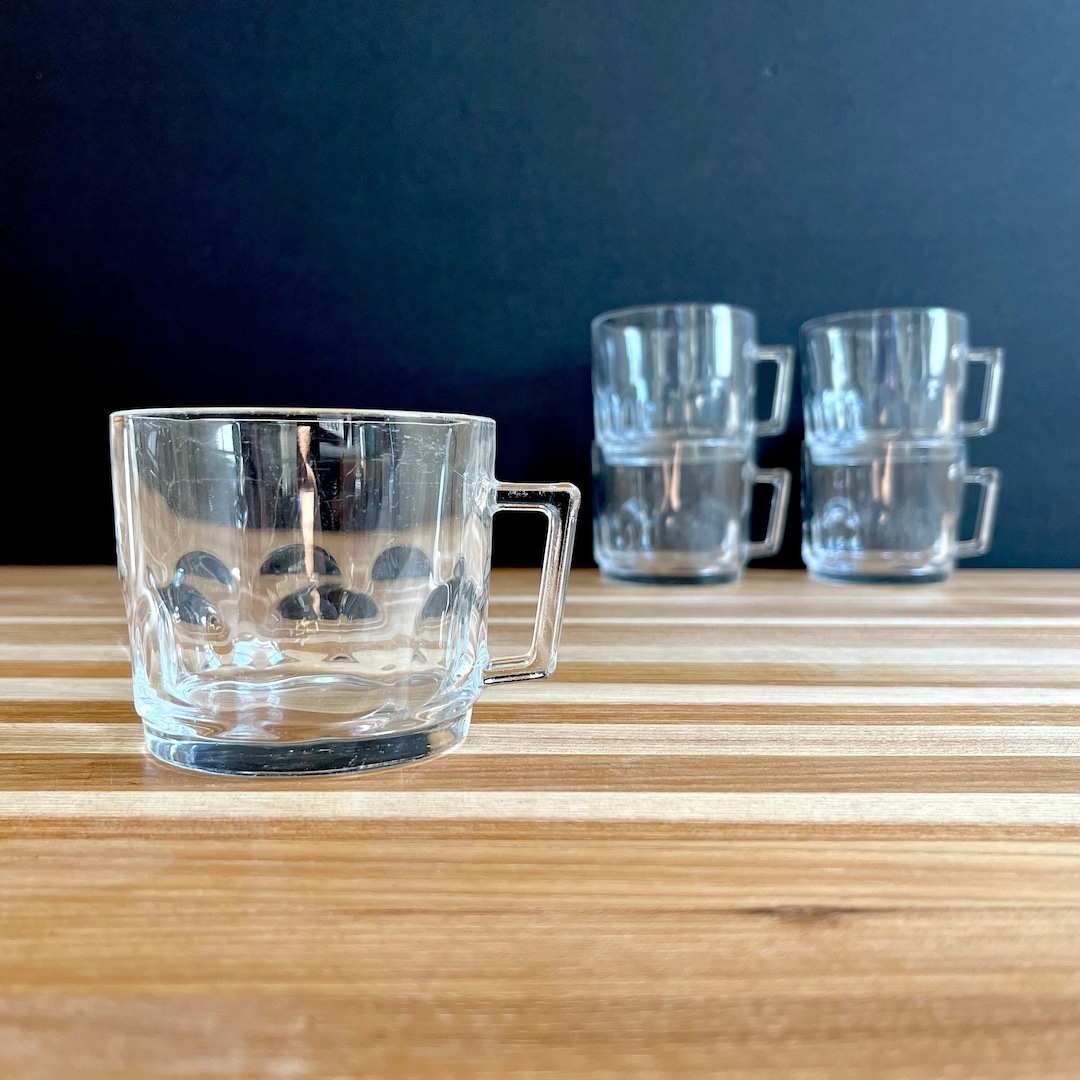 Set of 5 Arcoroc Glass Coffee Mugs by Arcoroc, Made in France | 70s ...