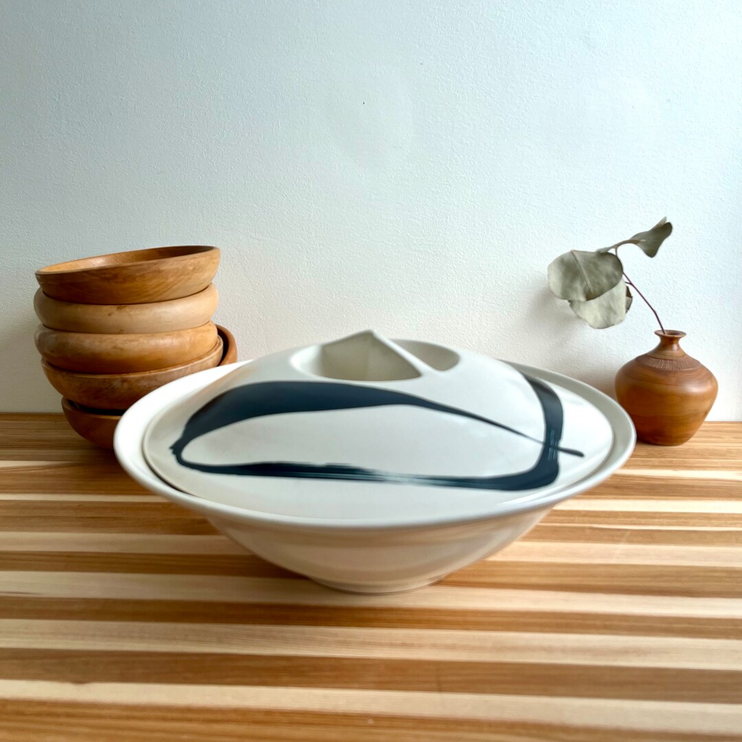 Postmodern Ann Mallory California Pottery Large Centerpiece Lidded Bowl ...