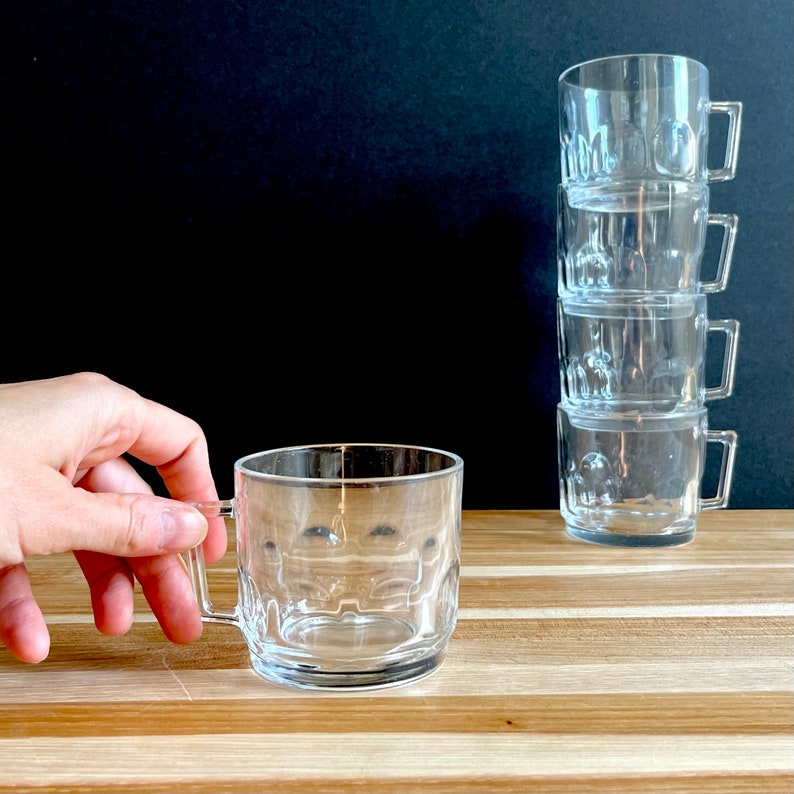 Set of 5 Arcoroc Glass Coffee Mugs by Arcoroc, Made in France | 70s ...