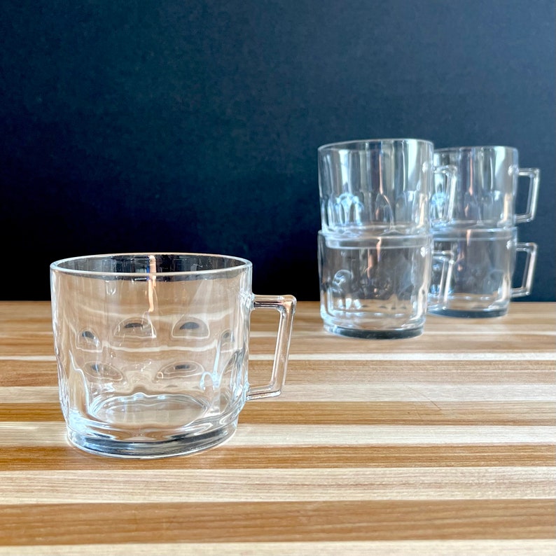 Set of 5 Arcoroc Glass Coffee Mugs by Arcoroc, Made in France | 70s ...