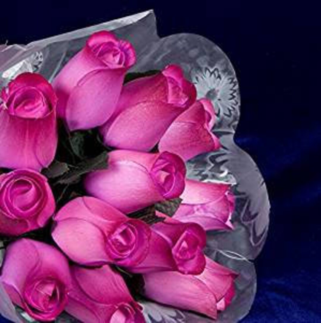 Two Tone Pink Burgundy Wood Rose Bouquet "baker's Dozen" of 13 Roses in ...