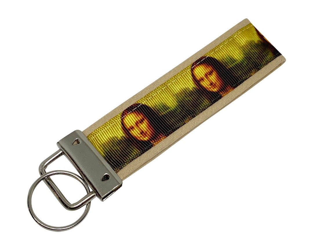 Mona Lisa Key Chain, Keychain With Letters, Fabric Key Fob, Mona Lisa ...