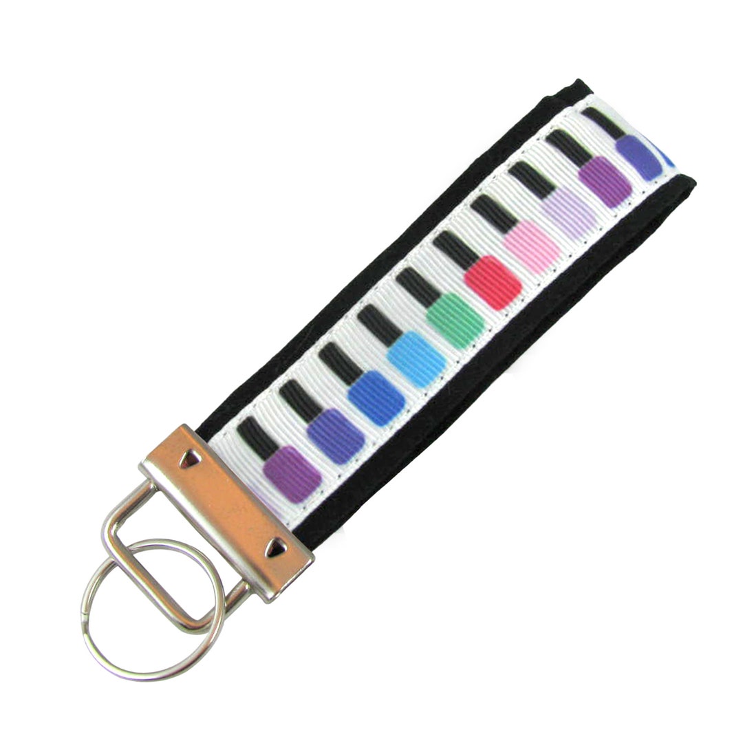 Personalized Nail Tech Key Chain / Key Fob Nail Polish on Black ...