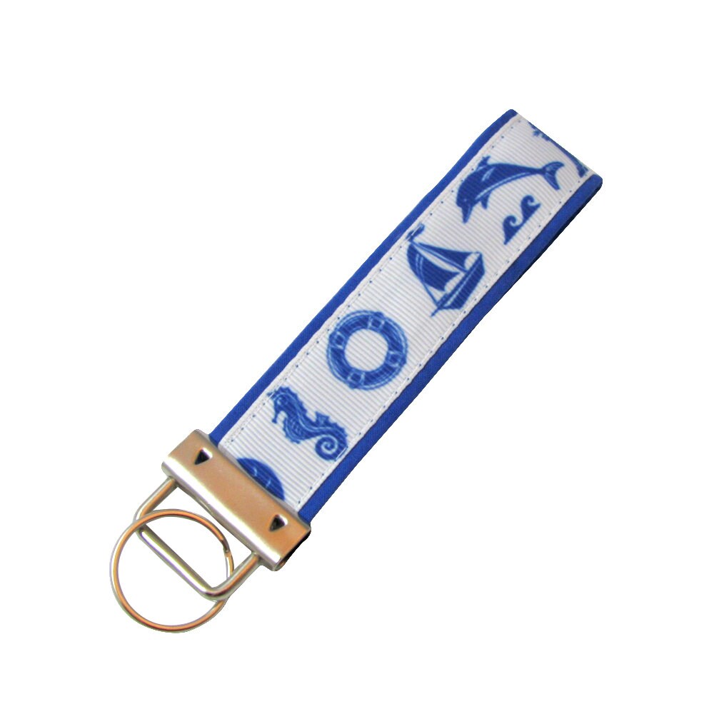Nautical Beach Key Chain / Key Fob Personalized With Optional | Etsy