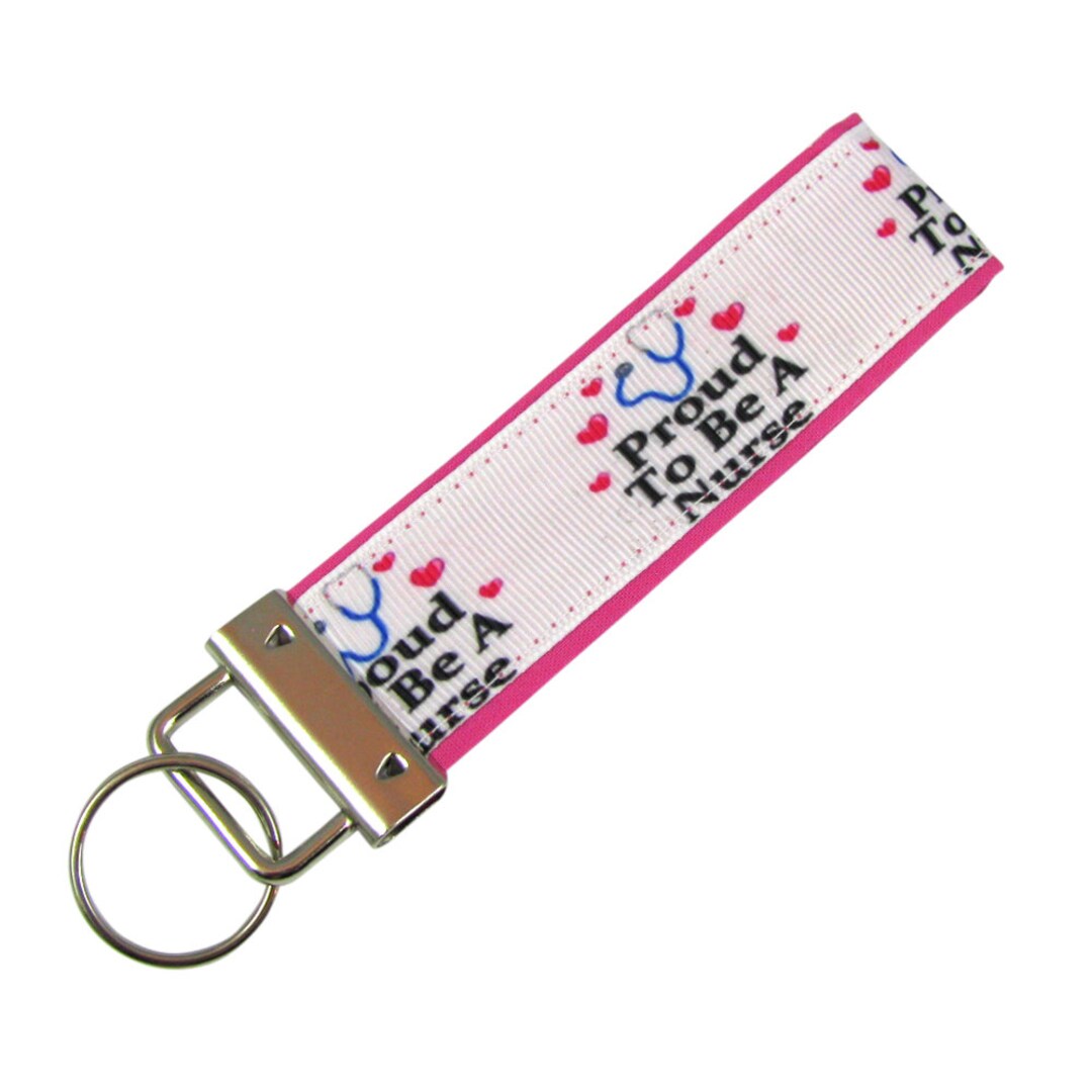 Proud to Be a Nurse Fabric Key Chain / Key Fob Personalized With ...
