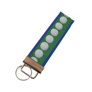 Personalized Fabric Key Chain / Key Fob Golf Balls on Blue With ...