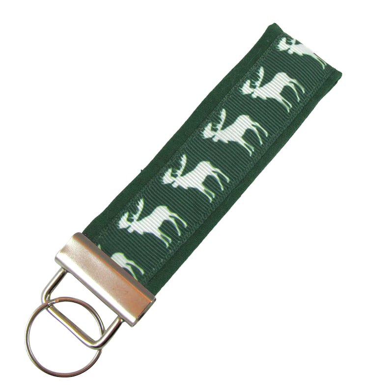 Personalized Moose Key Chain / Key Fob Green on Green | Etsy