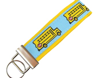 Personalized Fabric Key Chain / Key Fob School Bus With | Etsy