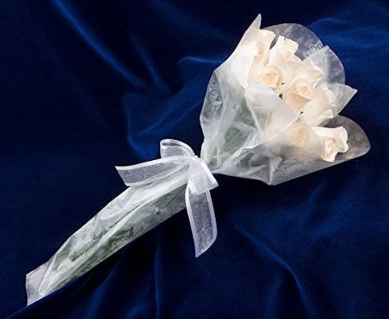 Ivory White Wood Rose Bouquet: Baker's Dozen With Ribbon - Etsy