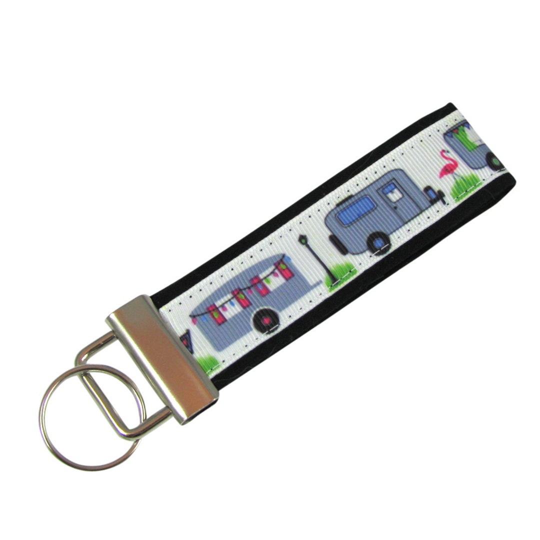 Camper Camping Fabric Key Chain / Key Fob Personalized With Optional ...