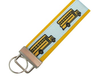 Personalized Fabric Key Chain / Key Fob School Bus With | Etsy