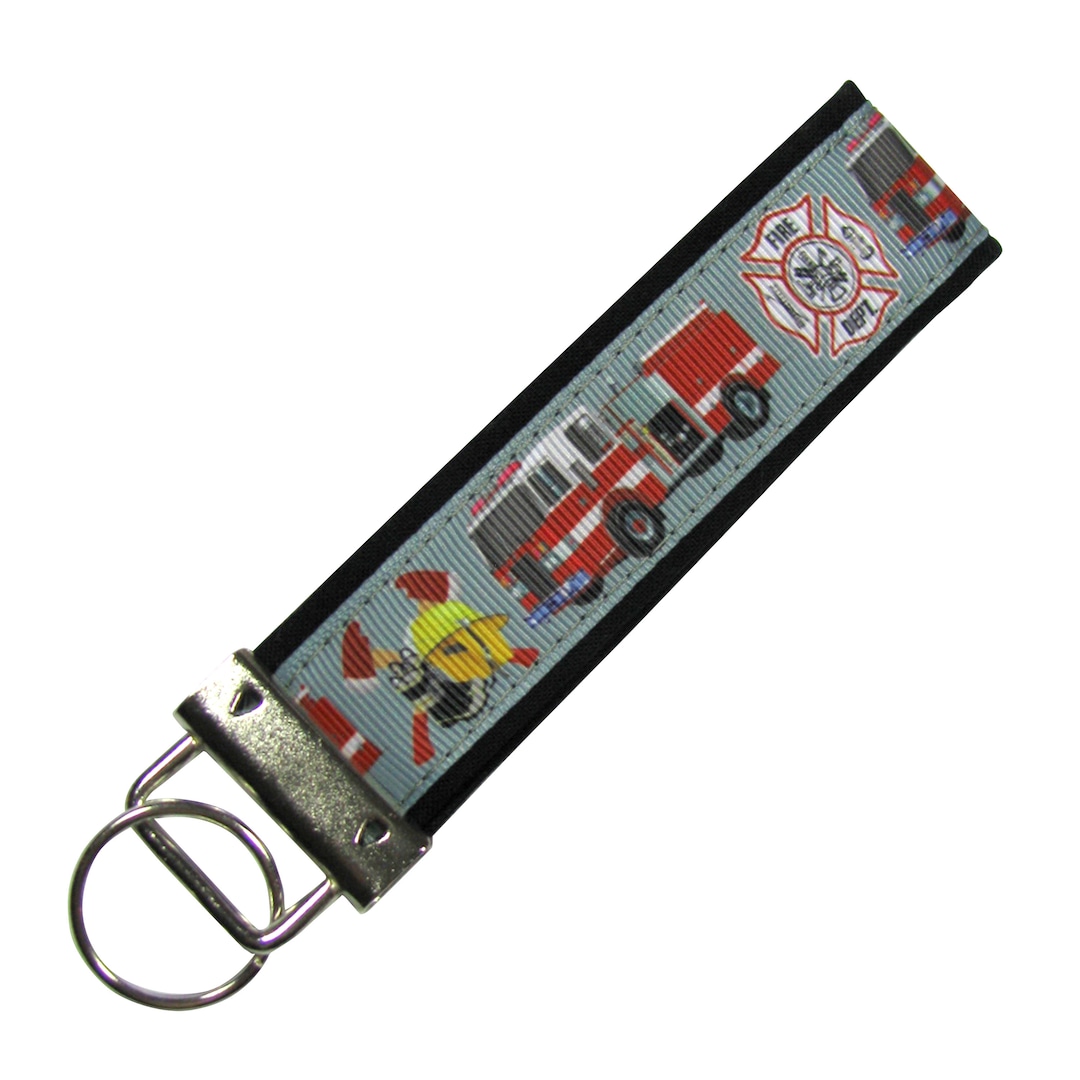 Firefighter Fire Engine Fireman Key Chain / Key Fob Personalized With ...