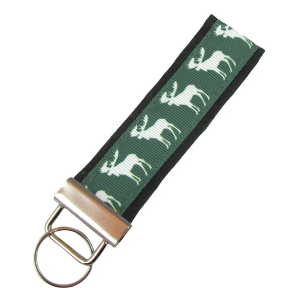 Personalized Moose Key Chain / Key Fob Green on Black - Etsy