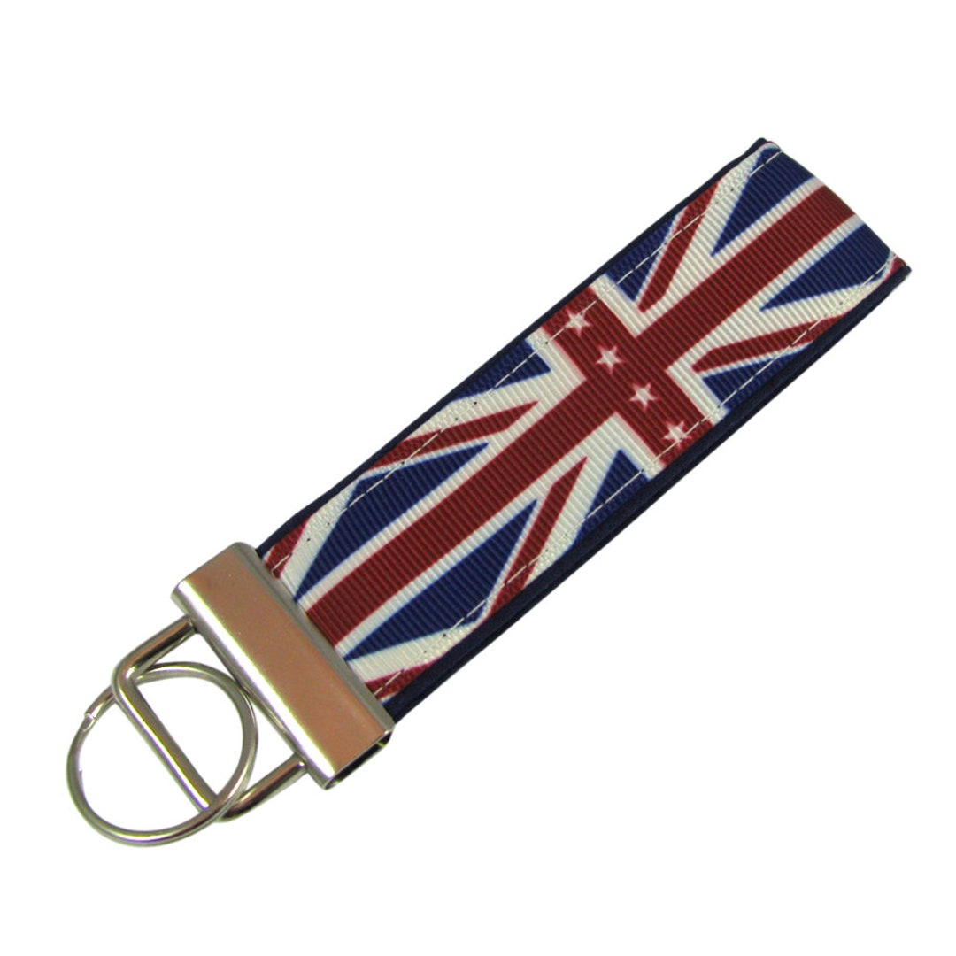 Personalized Key Chain / Key Fob Union Jack United Kingdom Flag With ...
