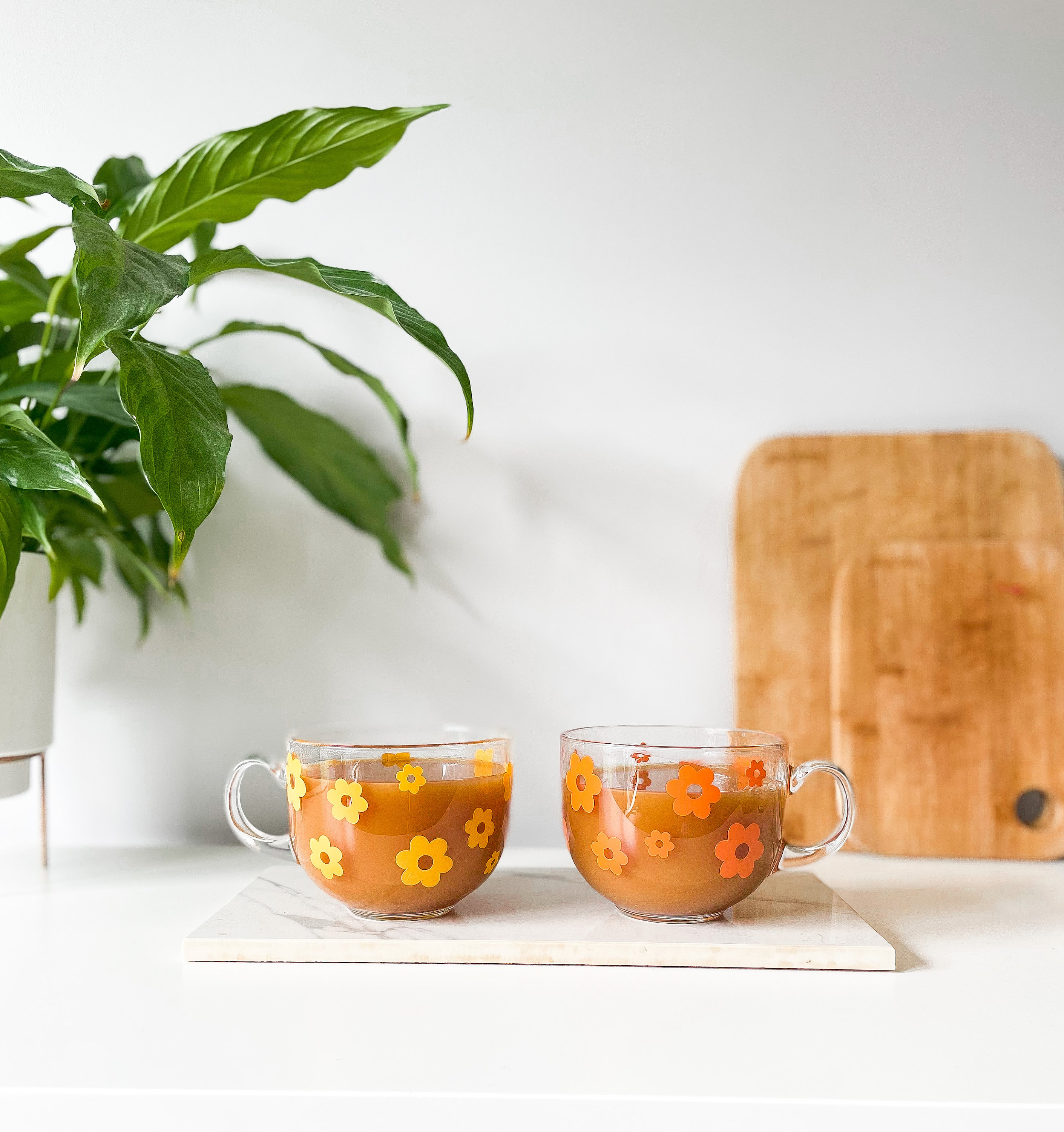 Retro Flower Glass Coffee Mug Large Glass Tea Cup. | Etsy UK